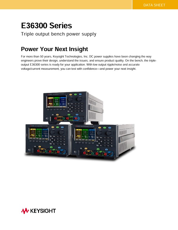 E36300 Series Triple Output Bench Power Supply PDF Asset Page | Keysight